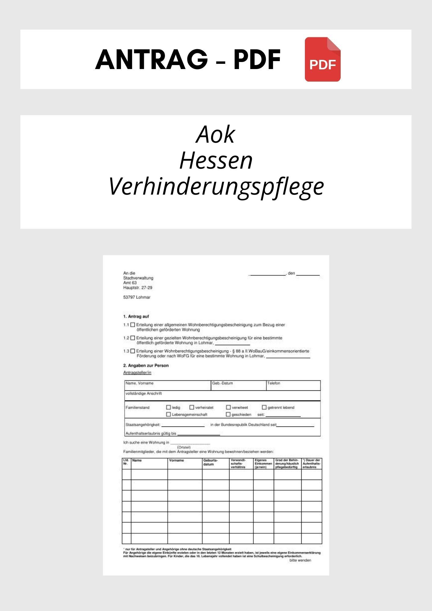 Aok Hessen Verhinderungspflege Antrag PDF