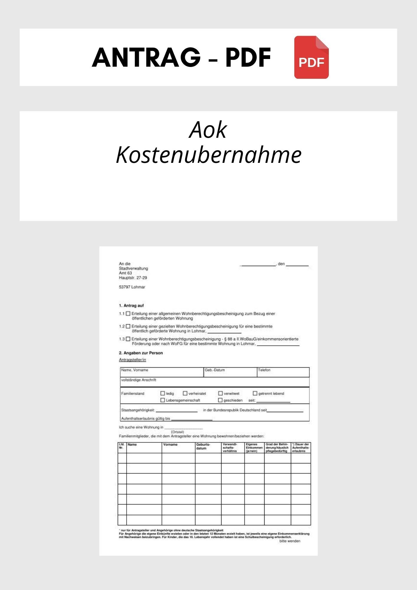 Aok Kostenübernahme Antrag (PDF)