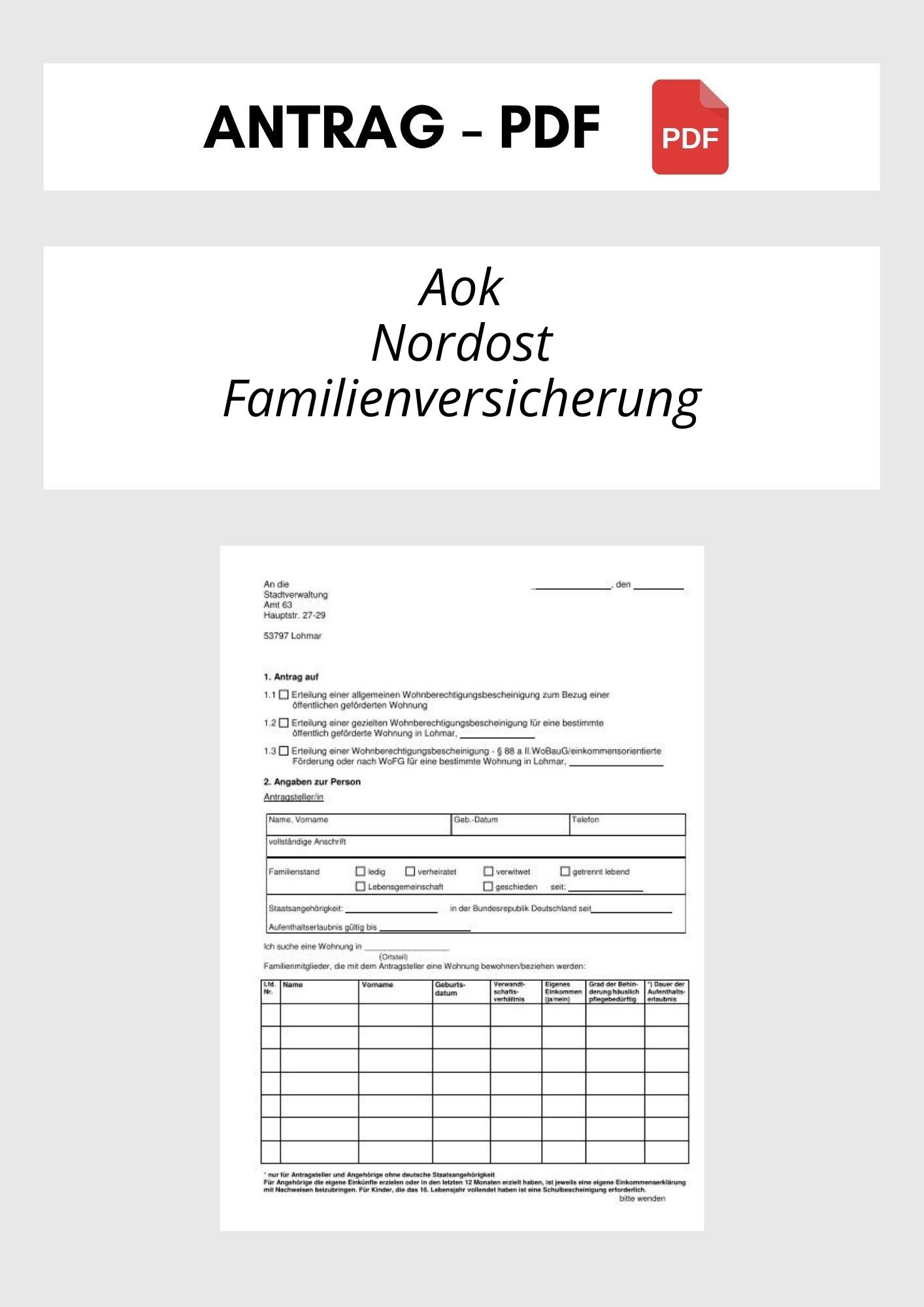 Aok Nordost Familienversicherung Antrag PDF