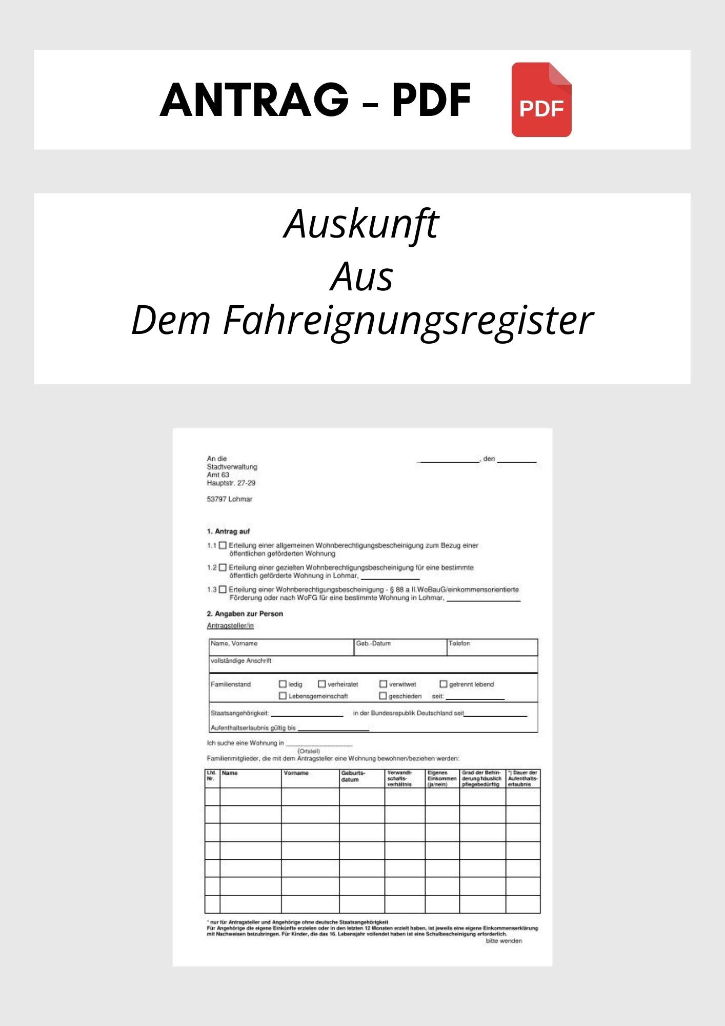 Antrag Auf Auskunft Aus Dem Fahreignungsregister PDF