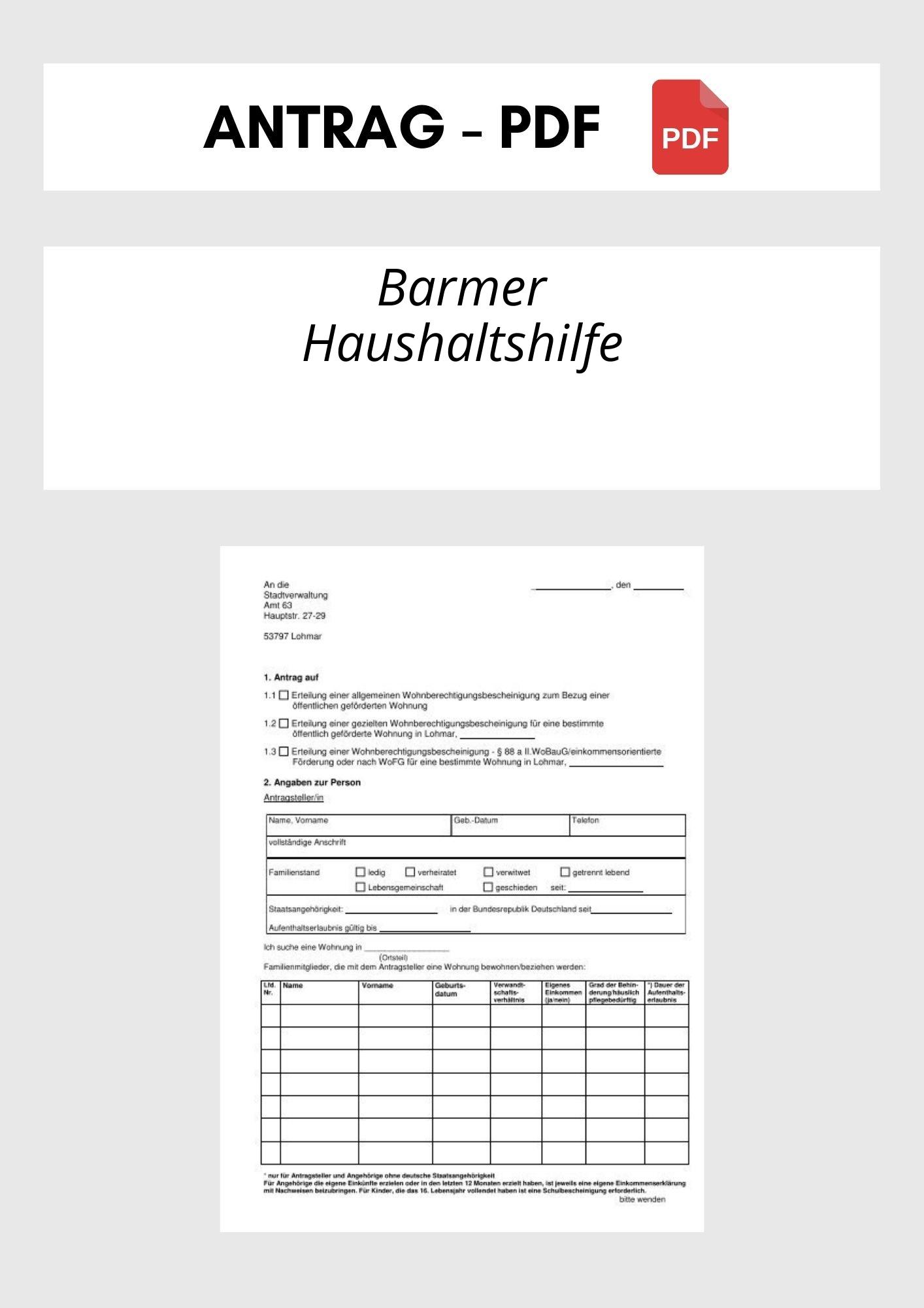 Barmer Haushaltshilfe Antrag PDF