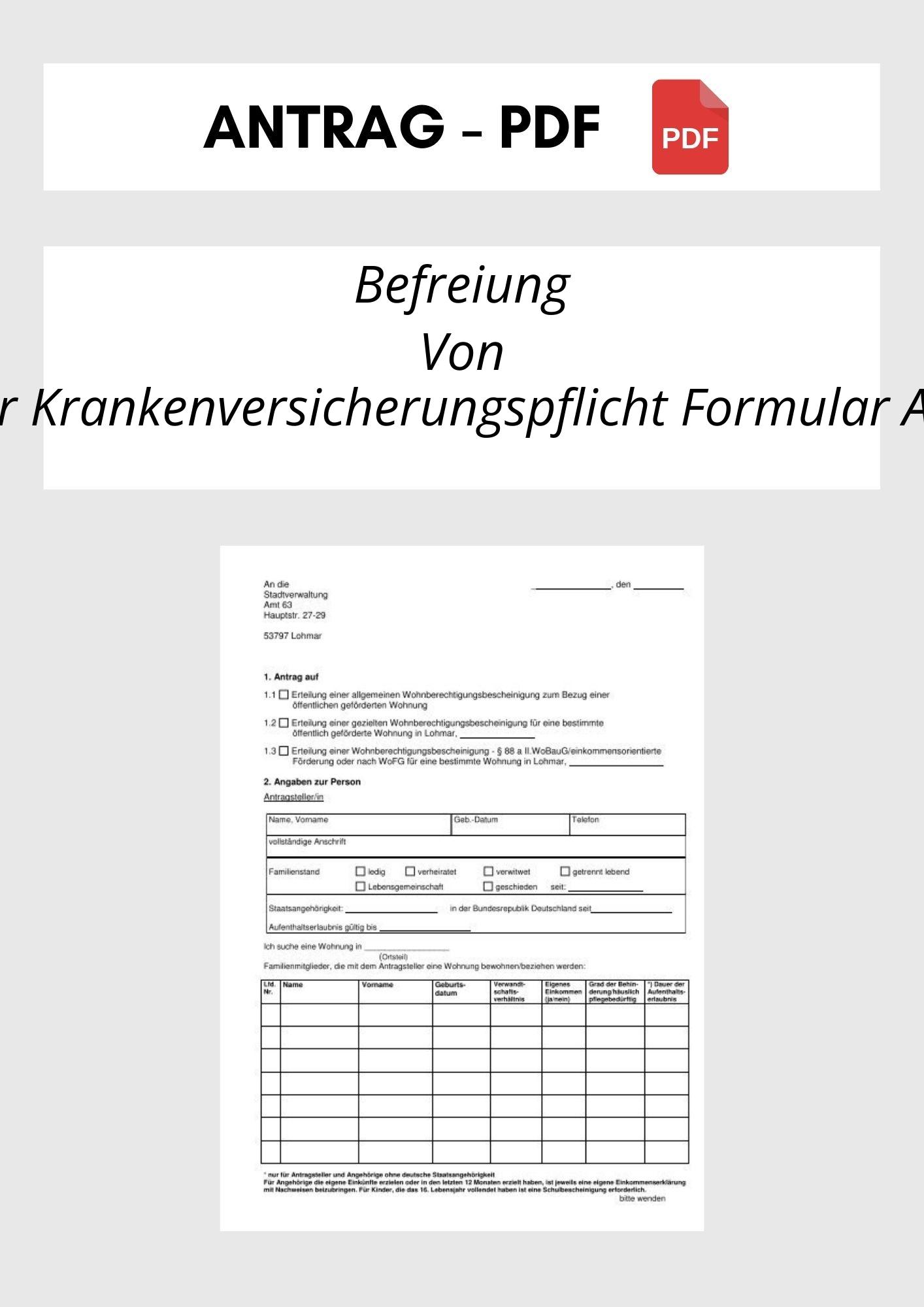 Antrag Auf Befreiung Von Der Krankenversicherungspflicht Formular PDF Aok