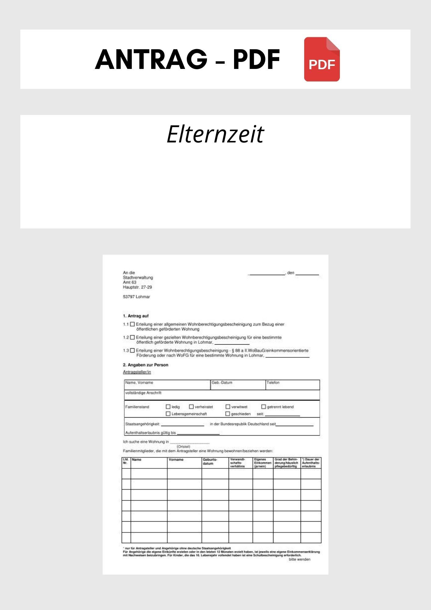 Antrag Elternzeit (Muster PDF)