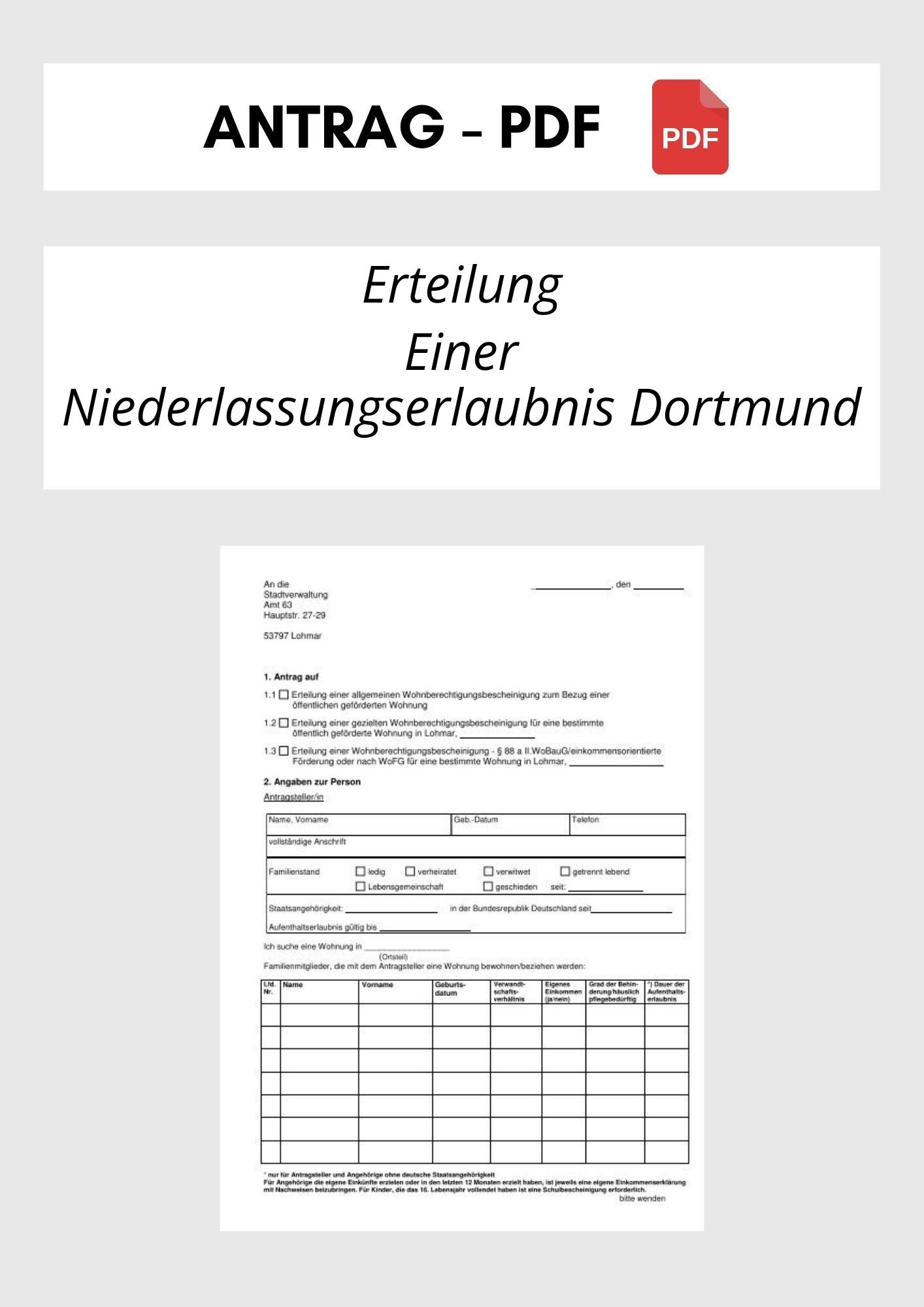 Antrag Auf Erteilung Einer Niederlassungserlaubnis Dortmund PDF