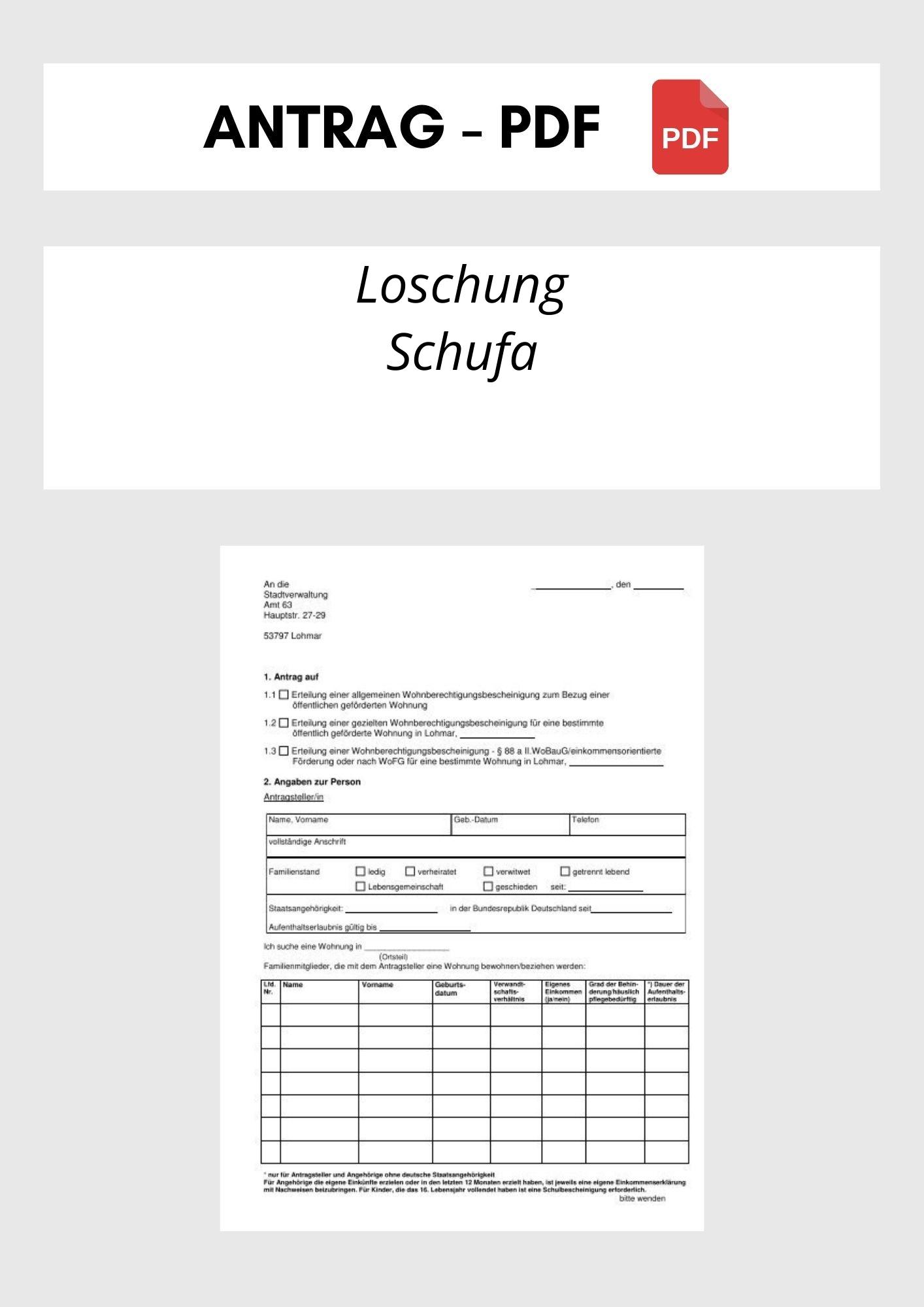 Antrag Auf Löschung Schufa PDF