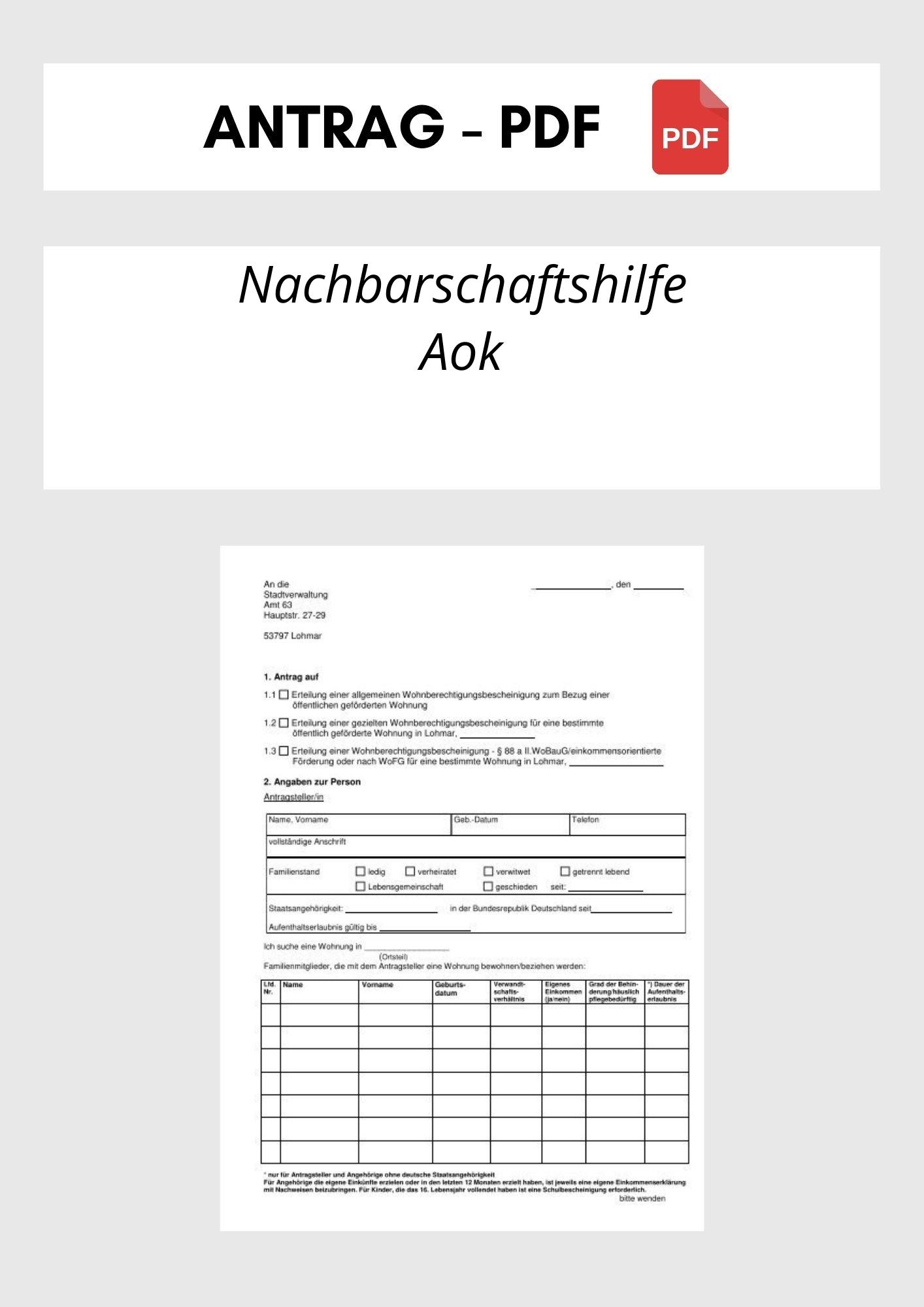 Nachbarschaftshilfe Antrag Aok PDF