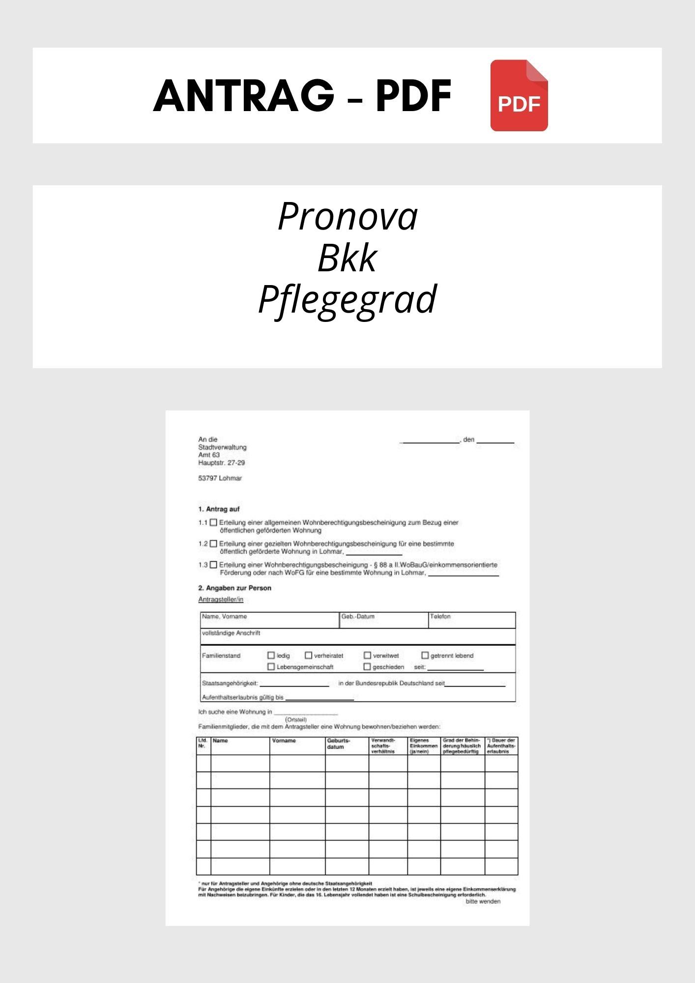 Pronova Bkk Antrag Pflegegrad PDF