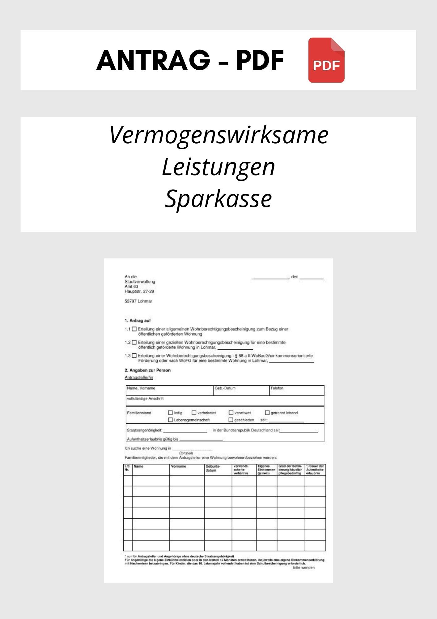 Antrag Auf Vermögenswirksame Leistungen PDF Sparkasse