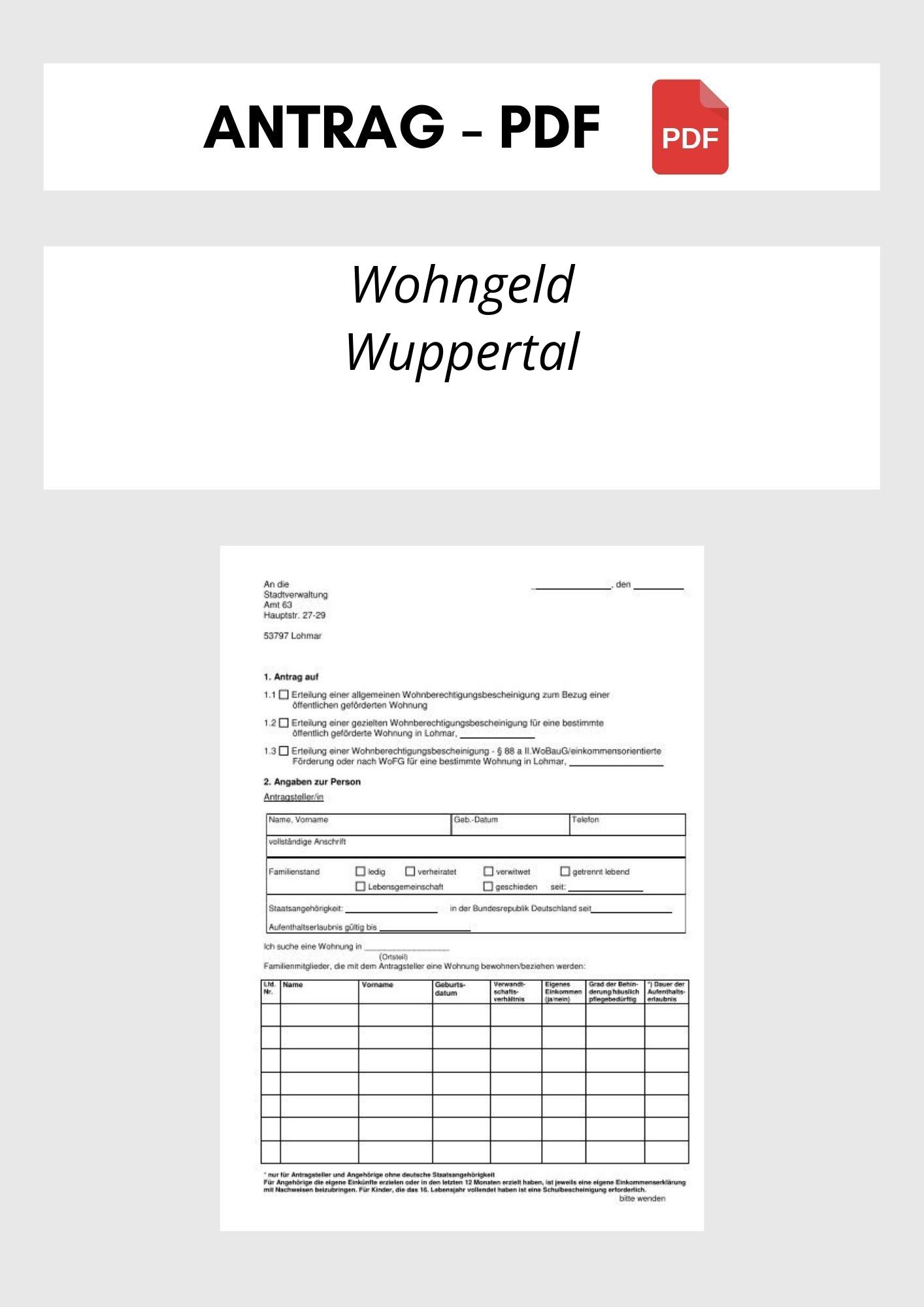 Wohngeldantrag Wuppertal PDF